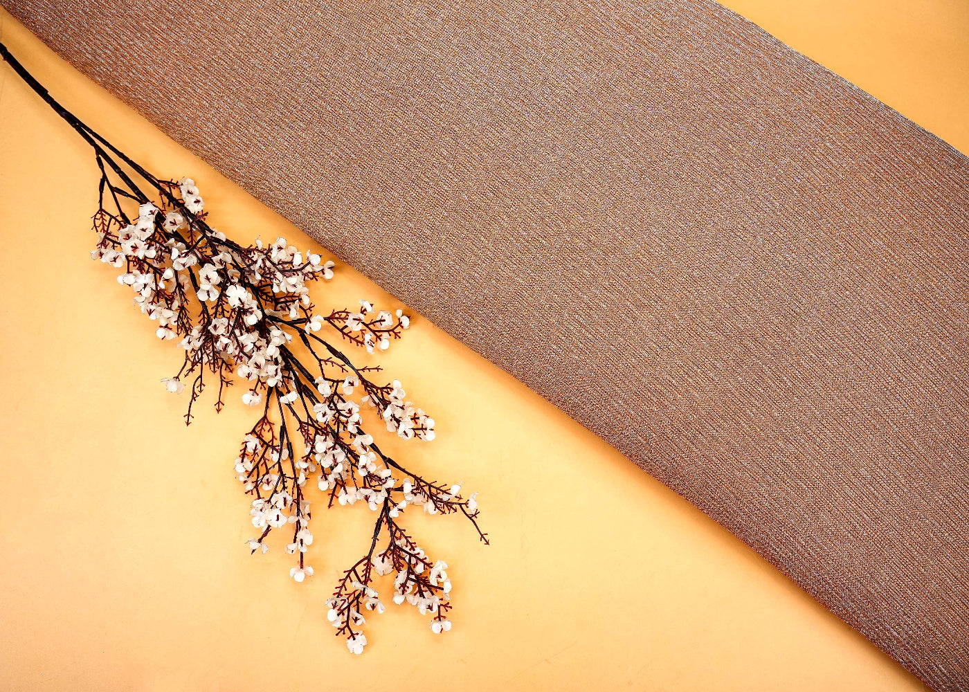 Peach Moonlight Light Fabric with Silver Shimmer