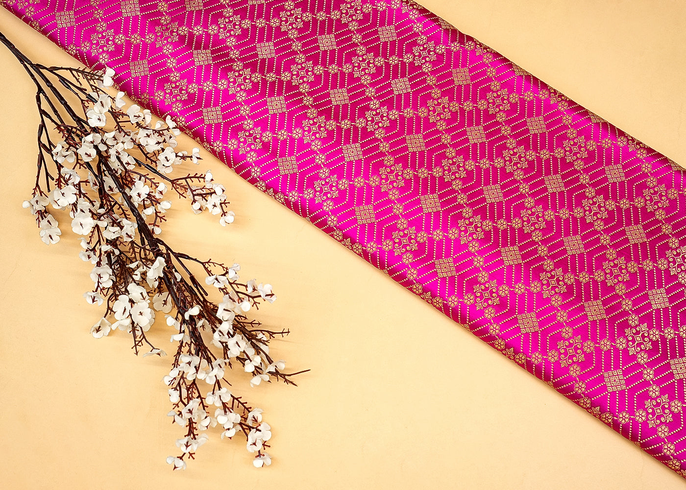 Beautiful Magenta Banarasi Brocade with Traditional Golden Handloom