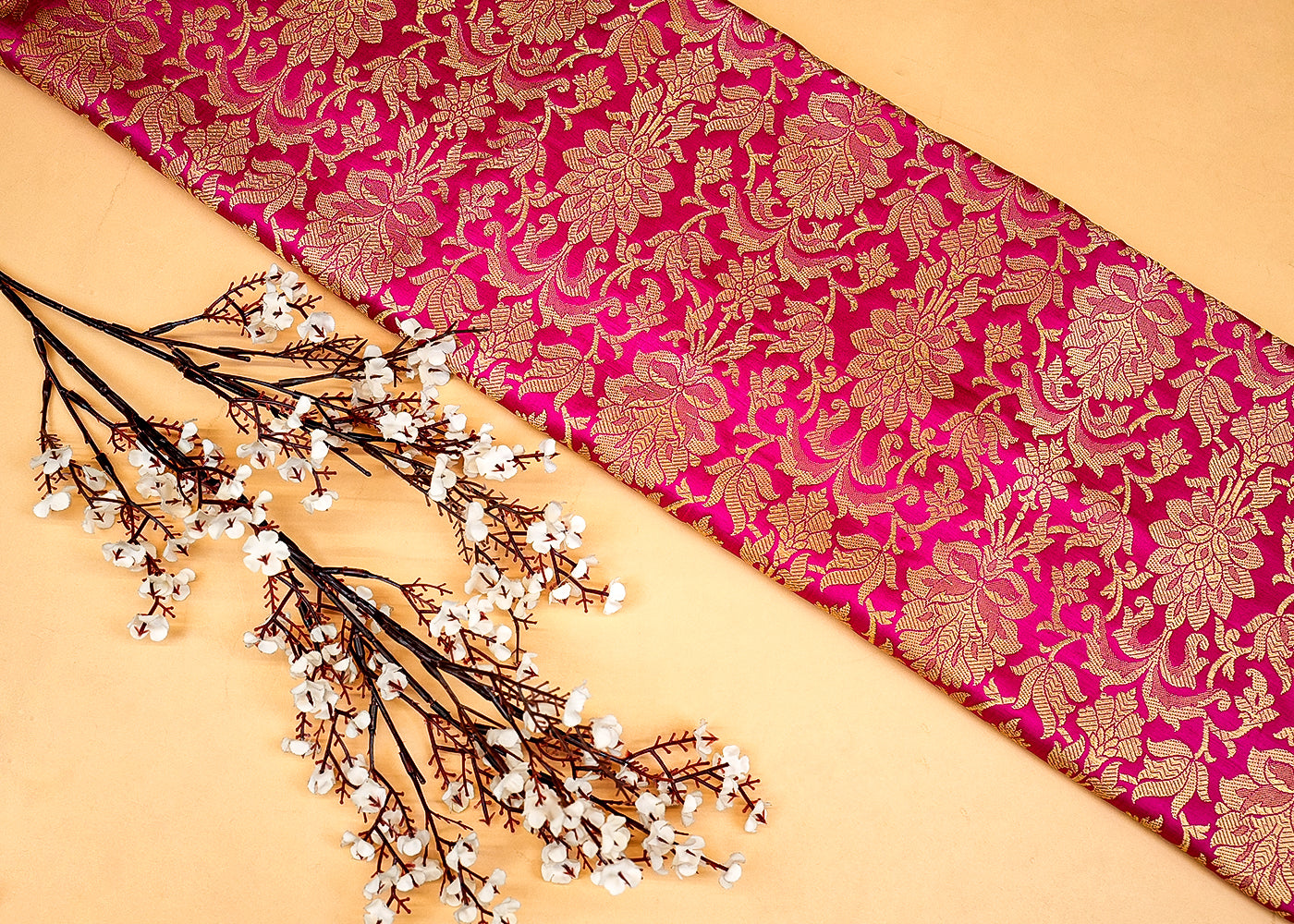 Magenta Beautiful Banarasi Brocade with Traditional Golden Handloom