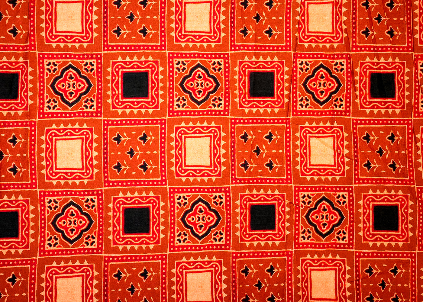 Rust Cotton Fabric with Alternate Box Pattern 13867