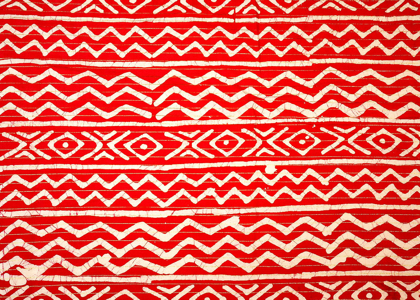 Red Cotton Fabric with Pattern and Lurex Thread Work 13893