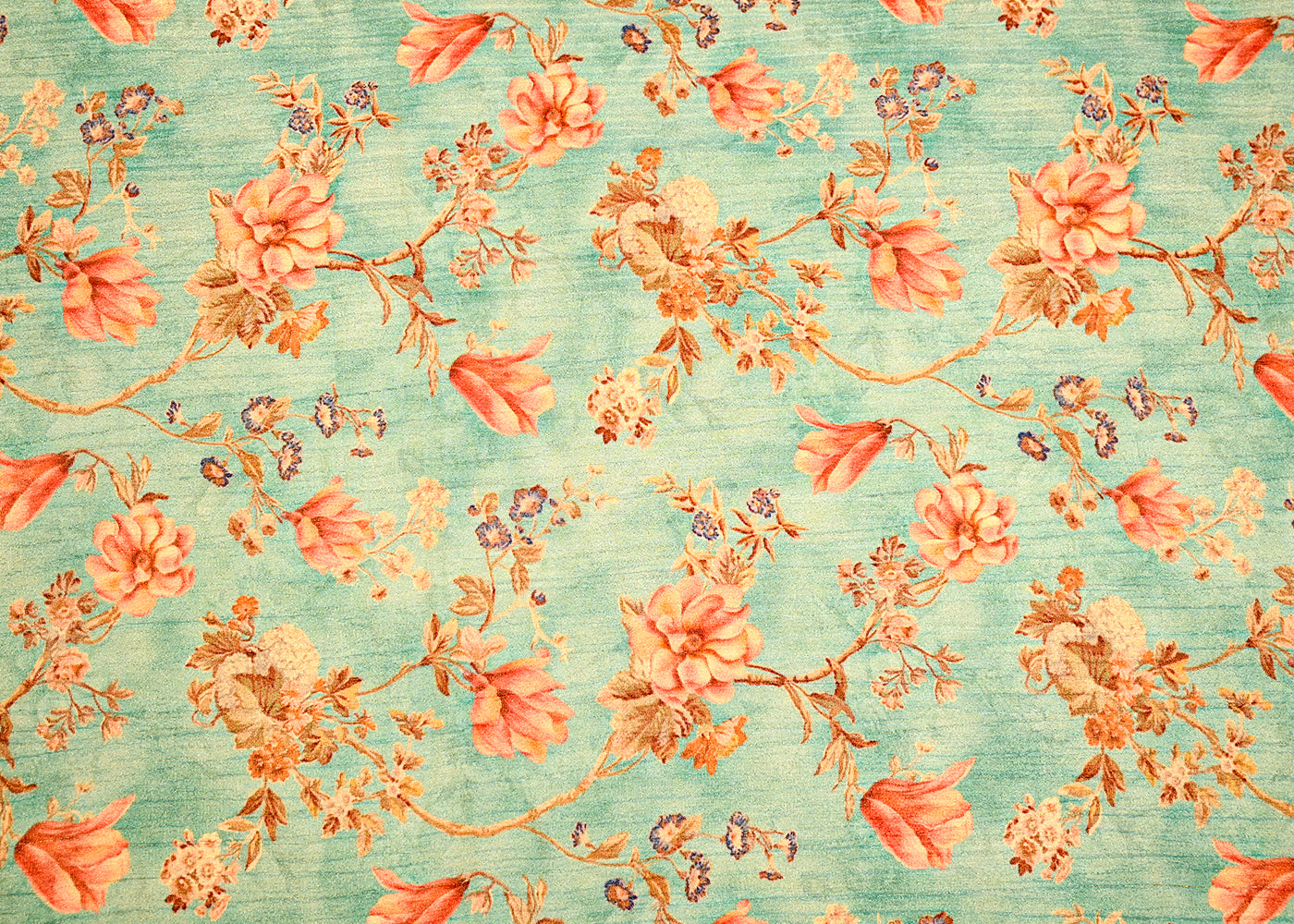 Light Teal Crushed Tissue Fabric with Allover Floral Print and Lurex T