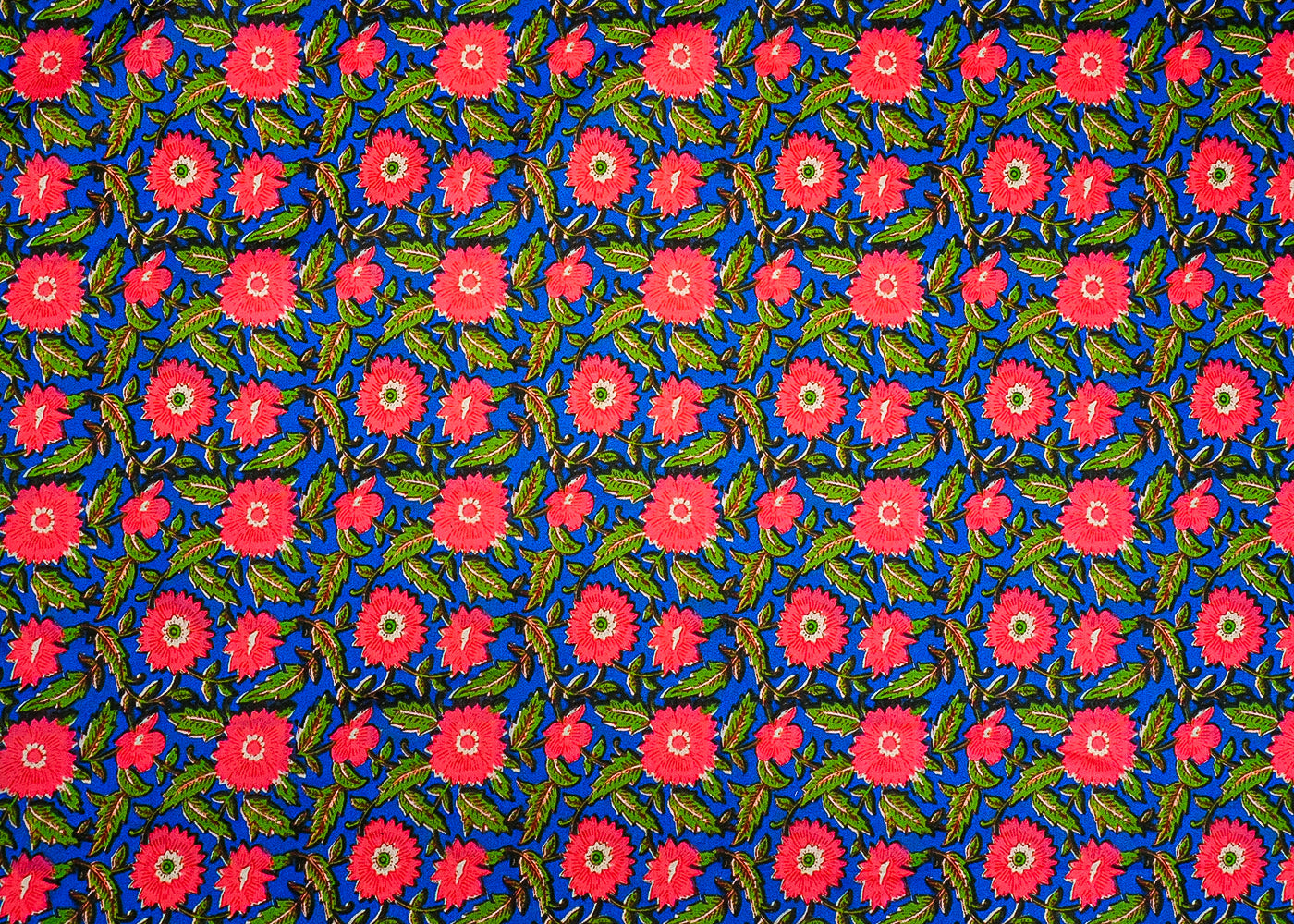 Blue Muslin Fabric with Allover Floral Pattern 14090