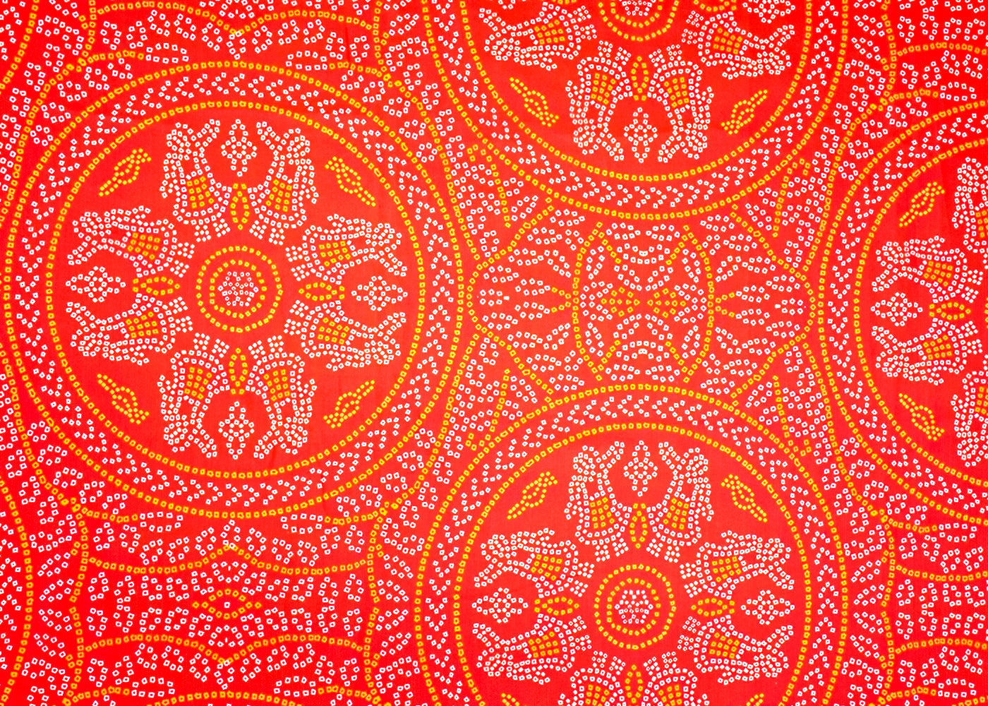 Red Muslin Fabric with Allover Bandhani Print 14110