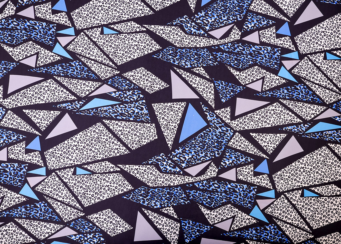 Multi-Colour Armani Satin Fabric with All Over Abstract Print 14393