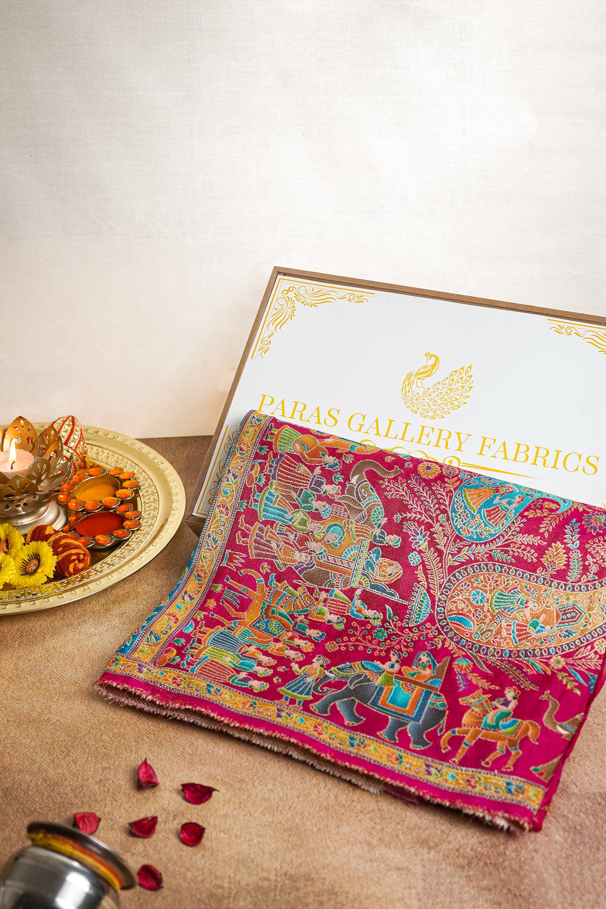 Pink Dola Silk Dupatta With Thread & Zari 16893 | parasgalleryfabrics.com